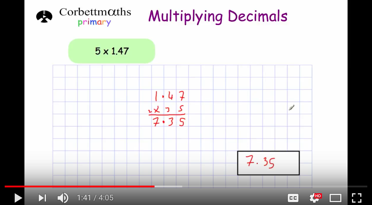 Multiplying Decimals Video Corbettmaths Primary